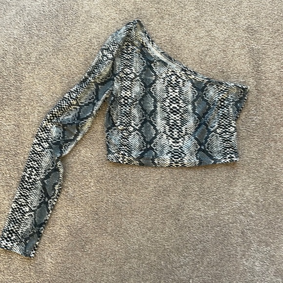 Tops | Snakeskin One Shoulder Crop Top | Poshmark
